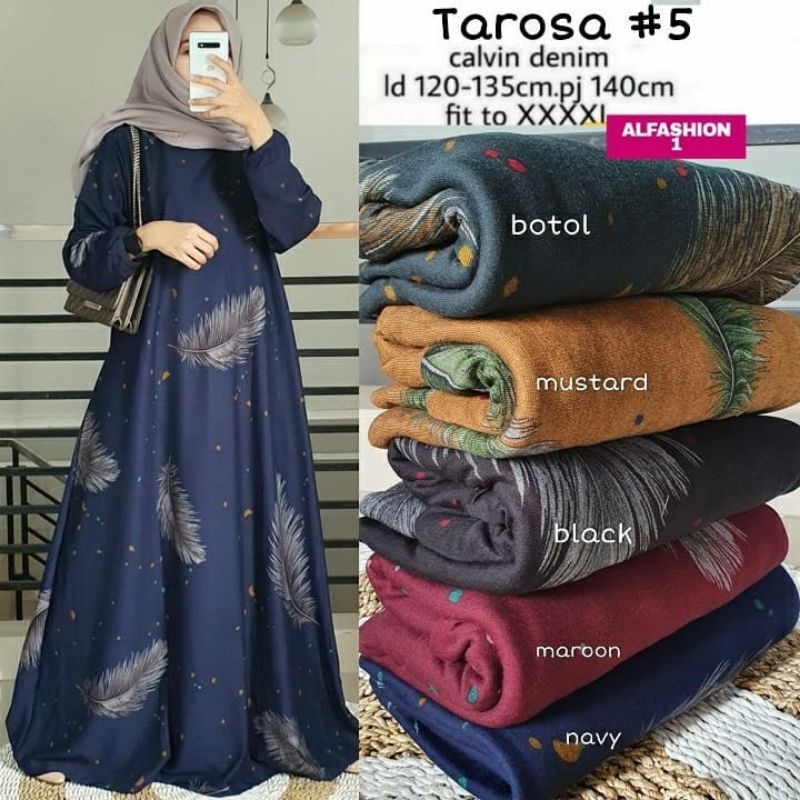 Jual BAJU GAMIS HARIAN KAOS DIANA DENIM TAROSA 5 JUMBO LD 120-140 FIT 4L XXXXL GAMIS MUSLIM ...