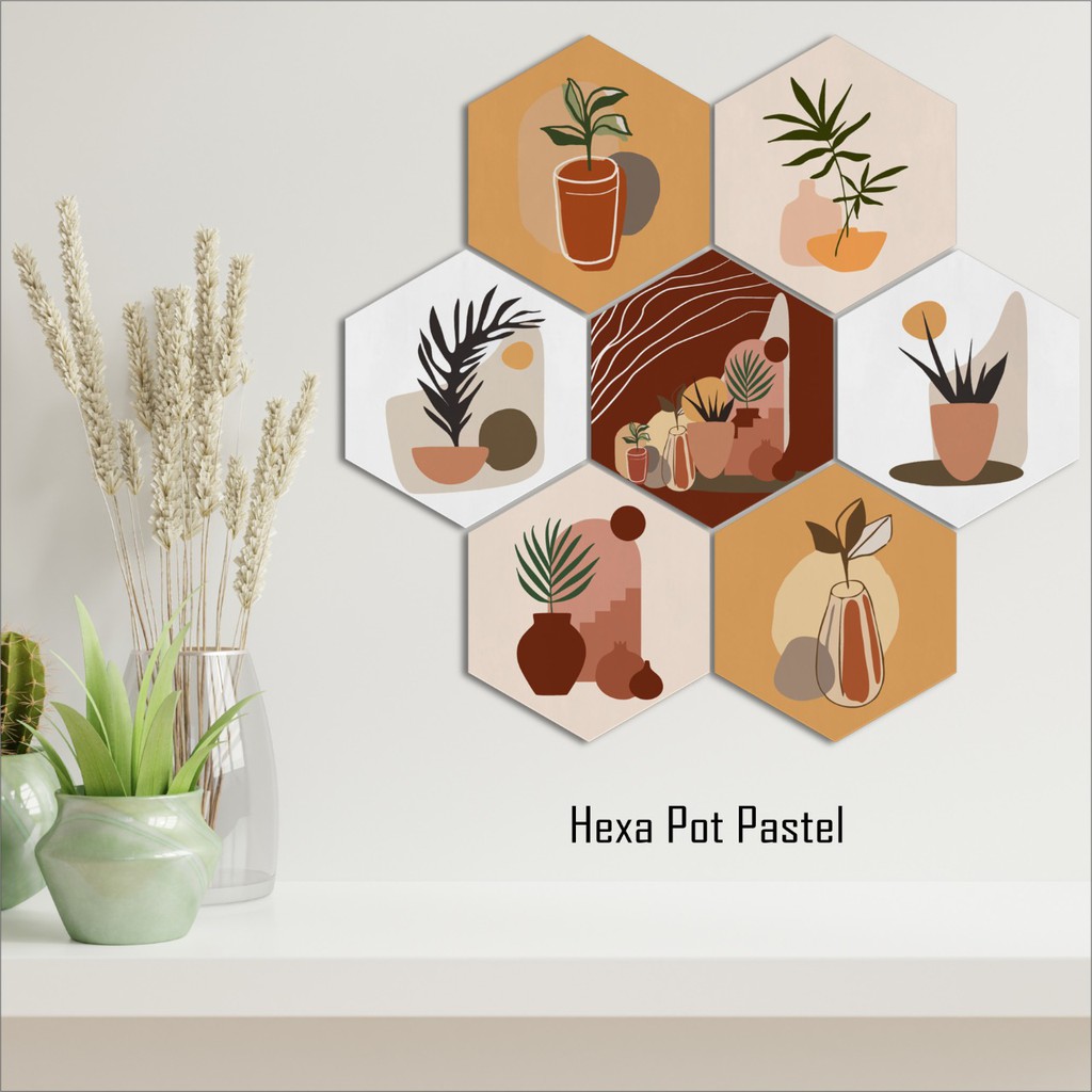Jual Prima Shabby Craft Hiasan Dinding Rumah Pajangan Dekorasi Wall Decor Hexagonal Daun Pot ...