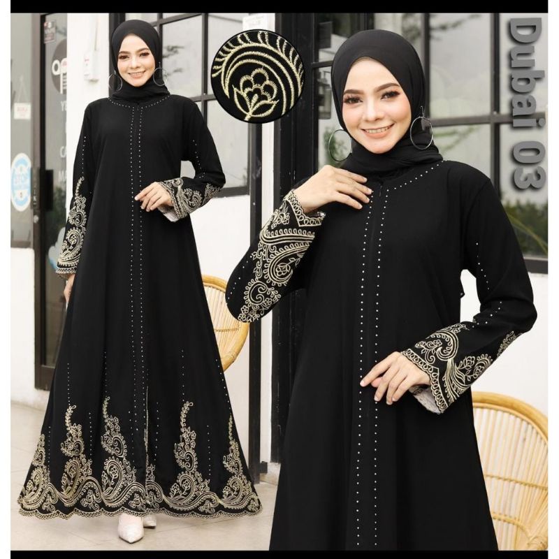 Jual gamis syari wanita dewasa ibu muslimah hitam elegan model terbaru ...