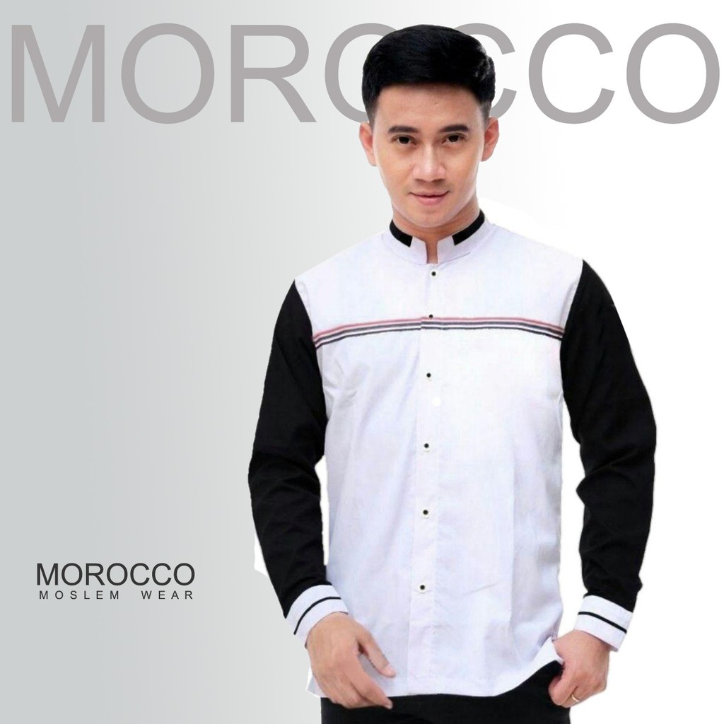 Jual BAJU KOKO PRIA KEREN MOROCCO SIMPLE WHITE | SERAGAM HADROH | KOKO ...