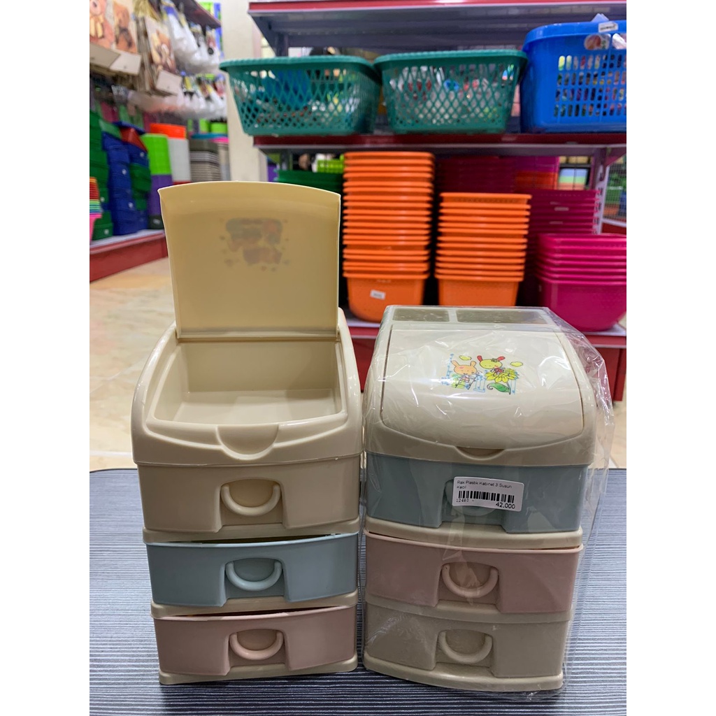 Jual Rak Plastik Kabinet 3 Susun Kecil | Rak Laci 3 susun mini | Shopee ...