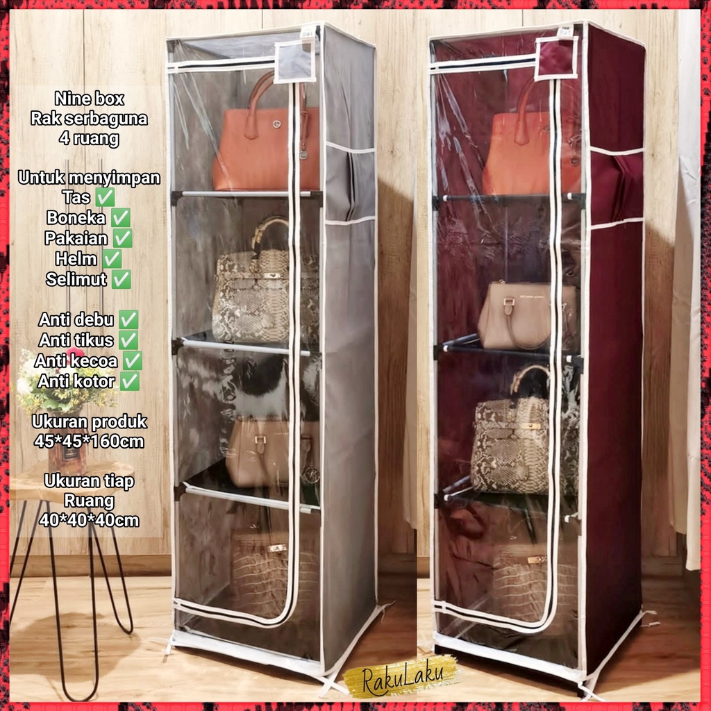 Jual NINE BOX RAK TAS 4 RUANG / RAK SERBAGUNA / LEMARI MULTIFUNGSI ...