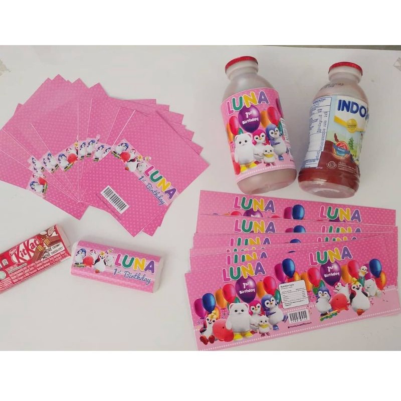 Jual Label susu air Kitkat undangan bunting flag cake topper Pocky ...