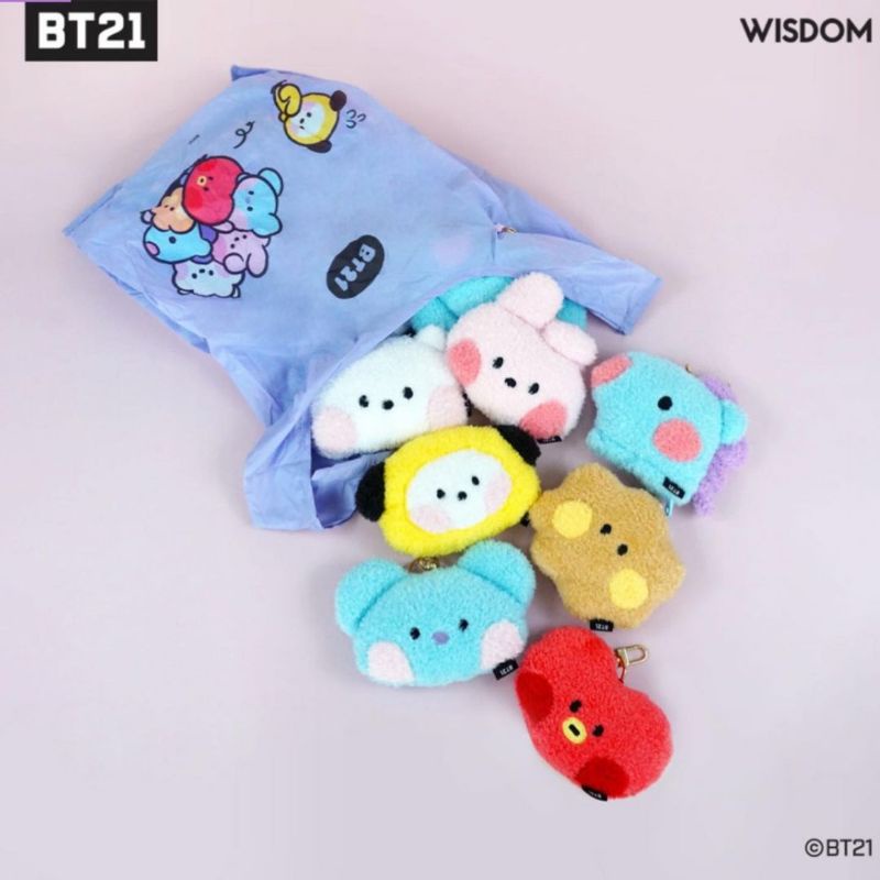 Jual OFFICIAL BT21 JAPAN MININI DOLL KEYCHAIN WITH ECO BAG POUCH | Shopee Indonesia