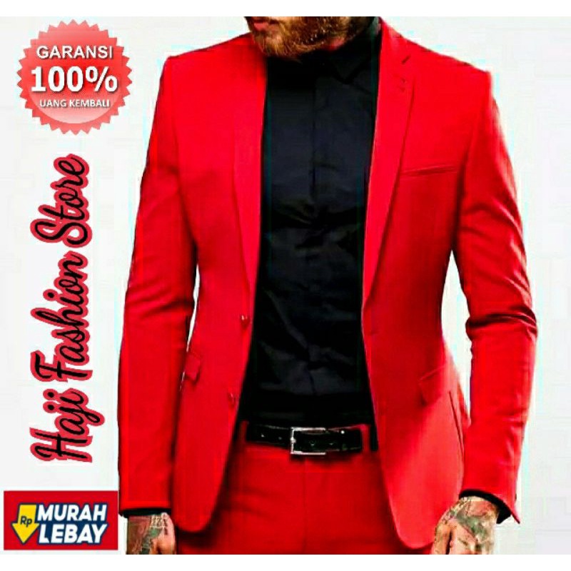 Jual Jas merah/blazer merah/jas formal/slimfit | Shopee Indonesia