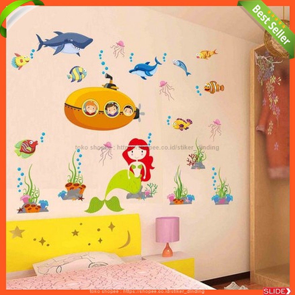 Jual STIKER DINDING WALLSTICKER WALL STICKER PUTRI DUYUNG DAN KAPAL ...