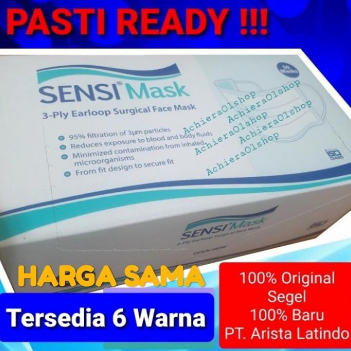 Jual Masker SENSI MASK 3 ply Earloop Surgical Face Mask varian WARNA ...