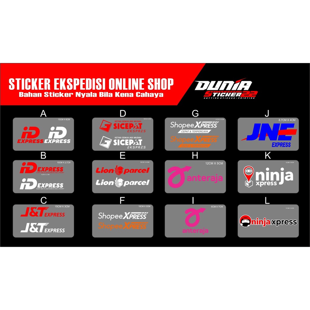 Jual STICKER CUTTING ALL EKSPEDISI / NINJA / JNE/J&T /LION PARCEL ...