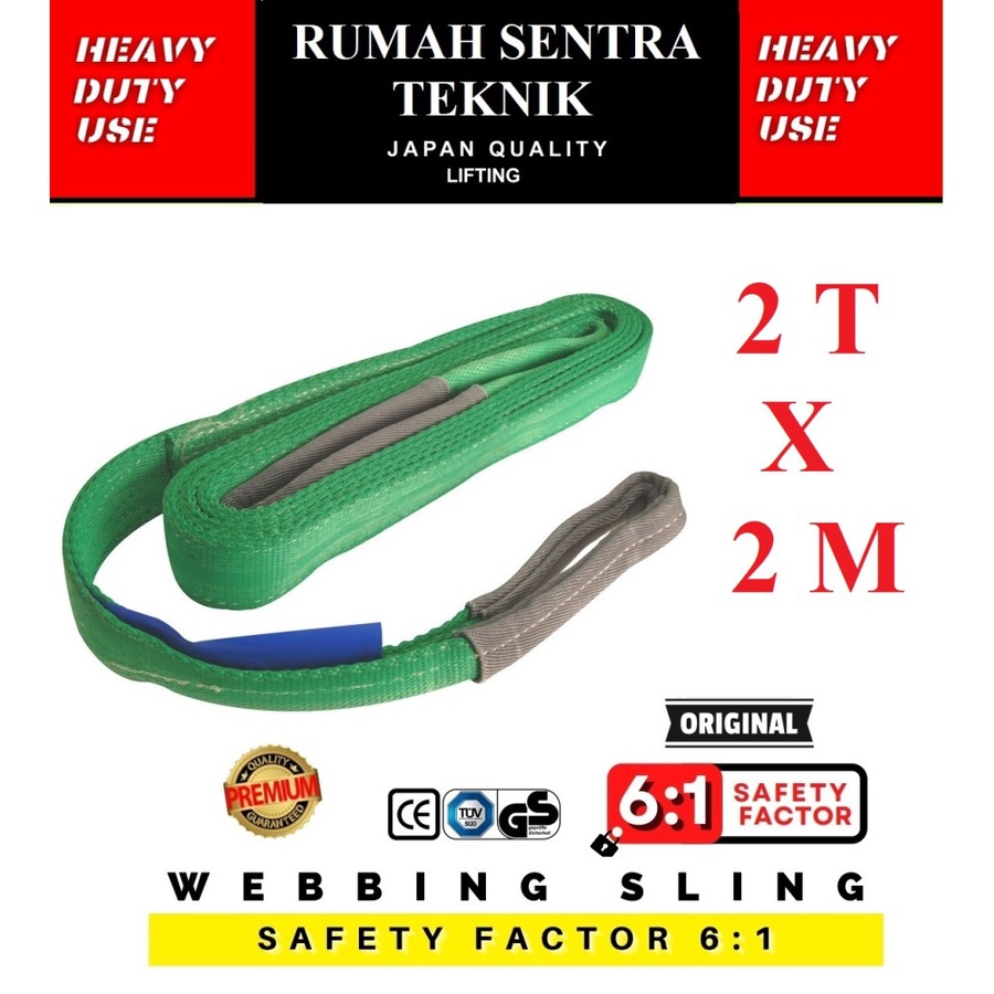 Jual Webbing Sling Belt / Tali Angkat 2 Ton x 2 Meter Double Ply ...