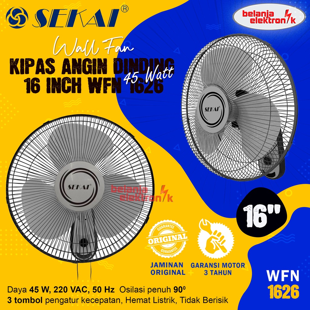 Jual SEKAI KIPAS ANGIN DINDING WFN 1626 TAIFUN 16 INCH WALL FAN TORNADO ...