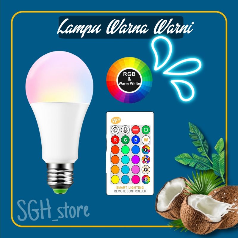 Jual BONDA Lampu RGB Bohlam Warna Warni dengan Remote Control E27 5 10 ...