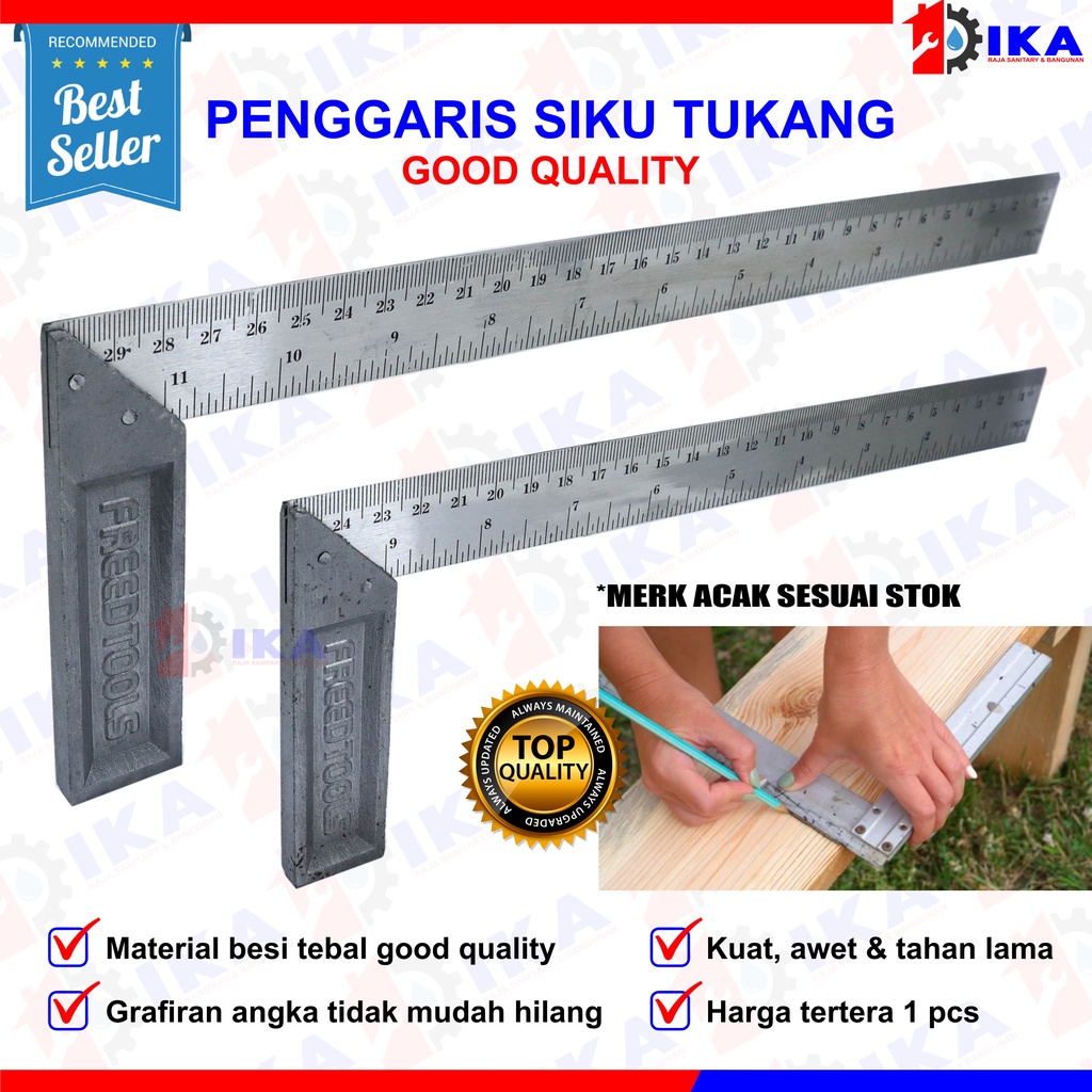 Jual Penggaris Siku Tukang Besi Pasekon Ukur 25 cm / 10 inch / 30 Cm ...