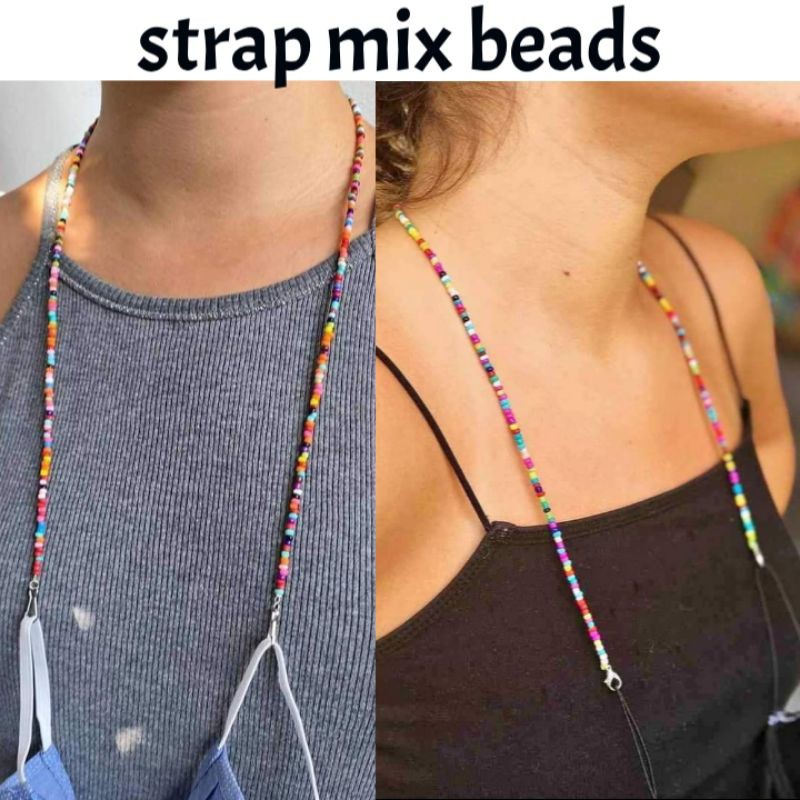 Jual (COD) strap mask mix beads murah / kalung masker / tali masker ...
