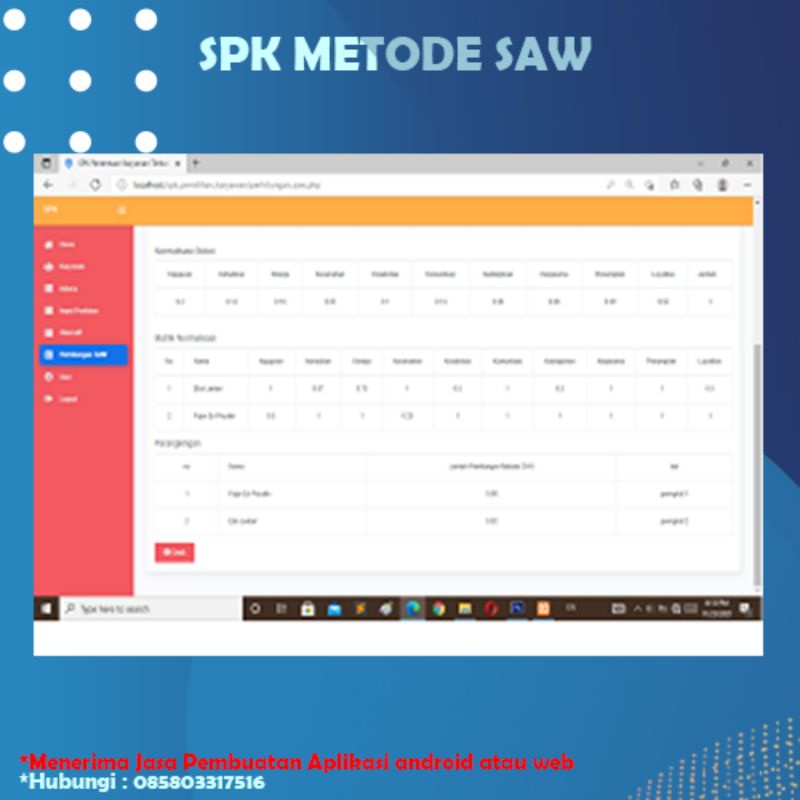 Jual Aplikasi SPK (Sistem Pendukung Keputusan) Metode SAW | Shopee ... Jual Aplikasi SPK (Sistem Pendukung Keputusan) Metode SAW | Shopee ...