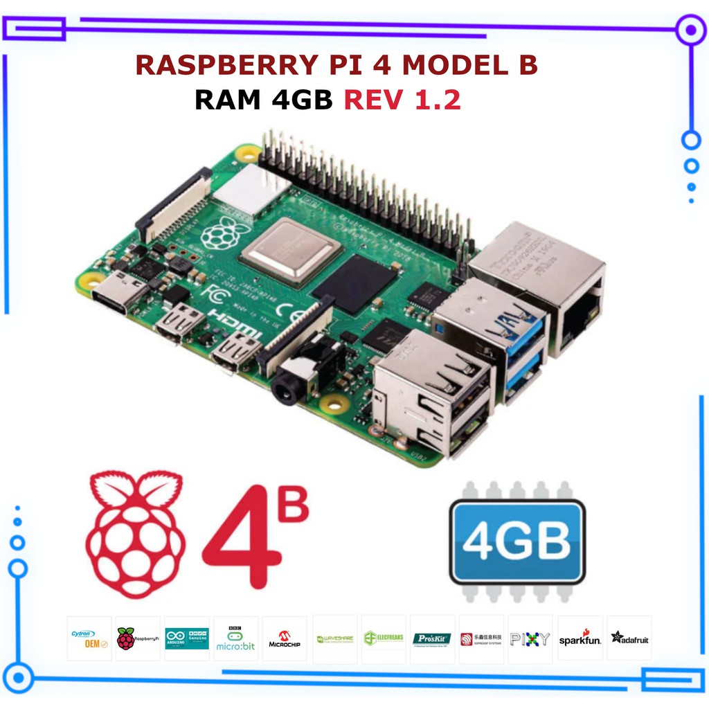 Jual Raspberry Pi 4 Model B RAM 2/4/8GB (Wifi, Bluetooth, 4K, USB-C ...