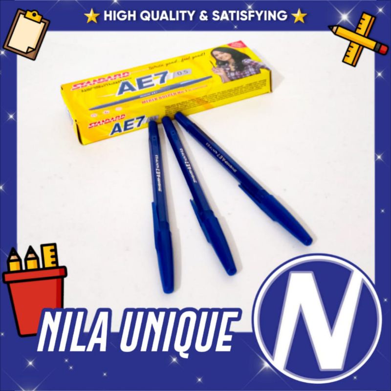 Jual BOLPOINT STANDARD / PULPEN STANDARD AE7 BIRU (HARGA SATUAN ...