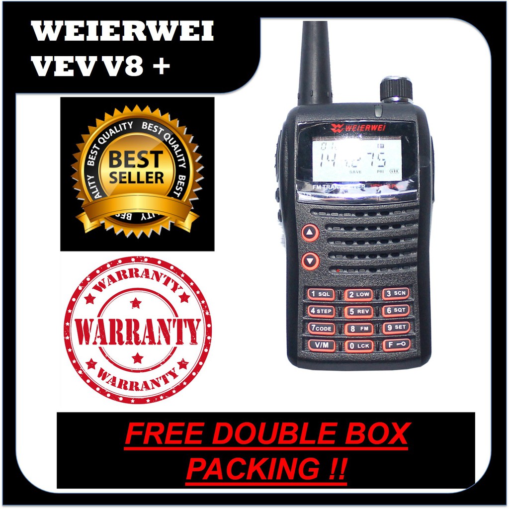 Jual Jual HT Weierwei VEV V8 Plus / Handy Talky VEV V8+ Garansi 1 Tahun Servis / VHF Single Band ...