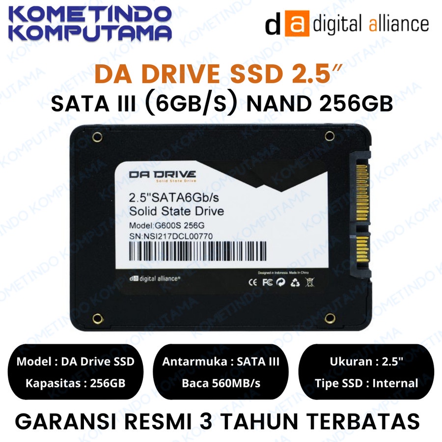 Jual SSD DA DRIVE 2.5 Inch 256GB SATA III 6gb/s Read 560MB/s Write ...