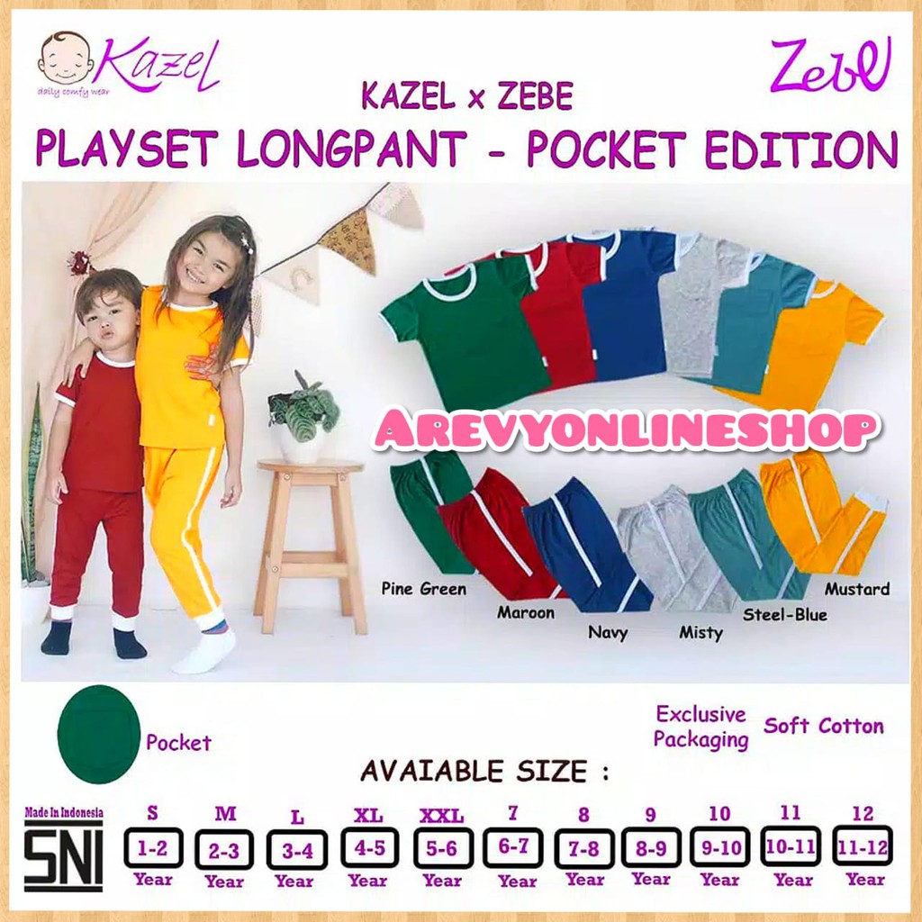 Jual Kazel x Zebe Setelan Playset Longpants 1-6 Tahun | Shopee Indonesia