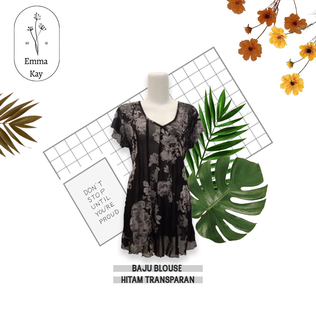 Jual C060 BAJU BLOUSE HITAM TRANSPARAN | Shopee Indonesia