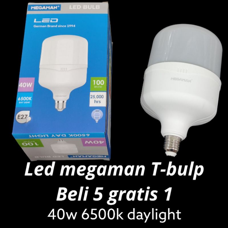 Jual bohlam lampu led MEGAMAN T-BULP 40w 6500k daylight YTT120Z1 ...