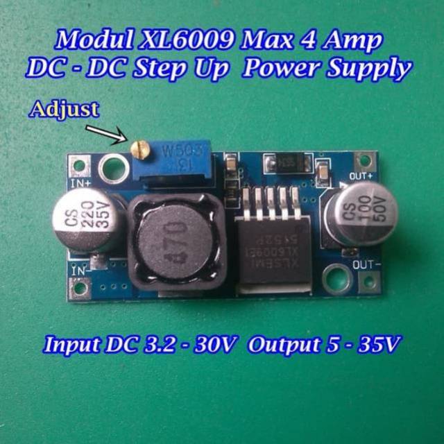 Jual Modul DC to DC step up boost inverter XL6009 in 3V-30V out 3.5-44V 3A max . Buck Converter ...