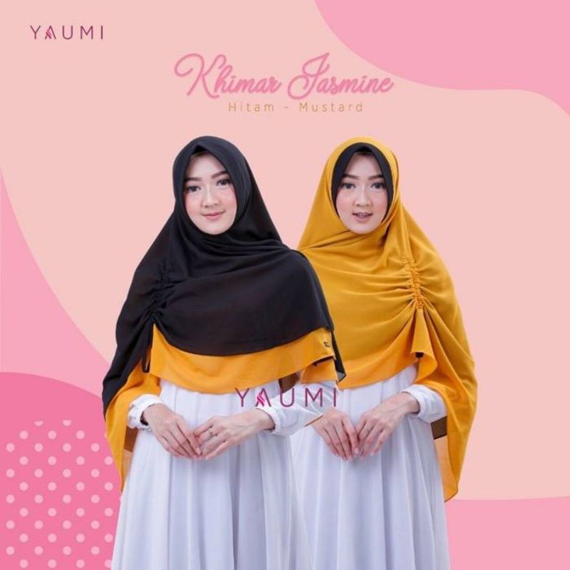 Jual YAUMI HIJAB KHIMAR JASMINE ALL SIZE HITAM MUSTRAD | Shopee Indonesia