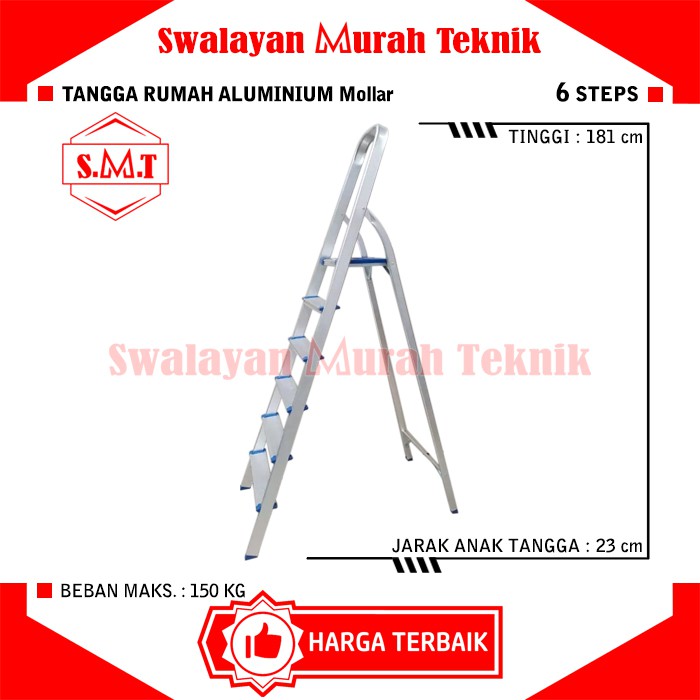 Jual Tangga rumah aluminium 6 step mollar 6S bisa lipat household ...