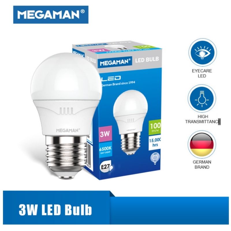 Jual LAMPU/ LED MEGAMAN 3WATT GARANSI 2 TAHUN PUTIH Bulb 3W | Shopee ...