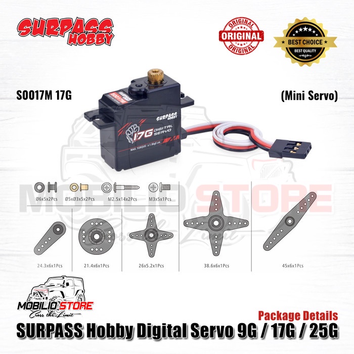 Jual Surpass Hobby Digital Servo 9G / 17G / 25G for Micro Mini Servo RC ...