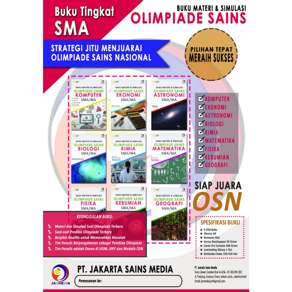 Jual MATERI & SIMULASI OSN OLIMPIADE SAINS PAKET SERI PERSIAPAN OSN SMA ...
