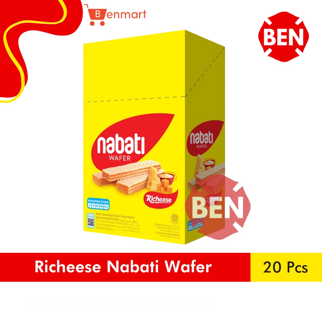 Jual Richeese Nabati Wafer 1 Pak Box 20 Pcs 7g 7gr Cheese Cream Keju ...