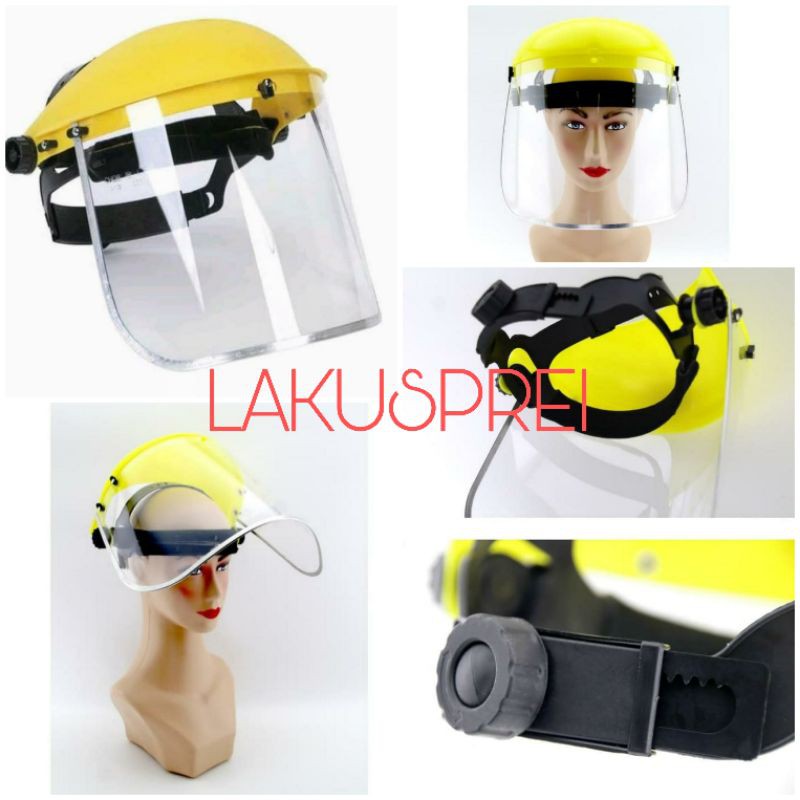Jual FACE SHIELD HELM APD WARNA KUNING FULL FACE COVER MASK HEAD ...