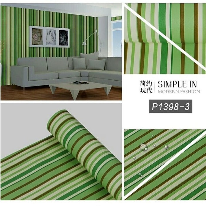 Jual Wallpaper Dinding Stiker Motif Elegan Green Line 45 cm x 10 meter | Shopee Indonesia