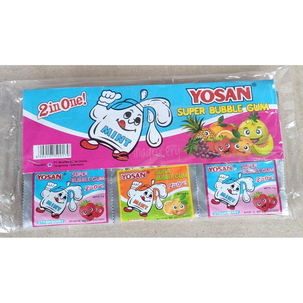 Jual YOSAN SUPER BUBBLE GUM 2IN1 24pcs x 2gr | Shopee Indonesia