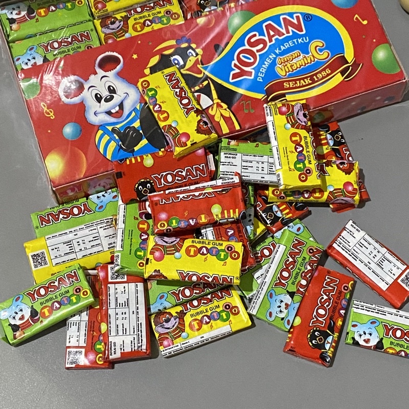 Jual Yosan bubble gum per pcs / kotak tato/ permen jajanan jaman dulu ...