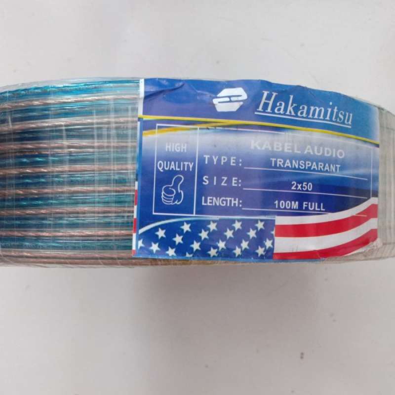 Jual KABEL TRANSPARAN Hakamitsu 2x50 100m FULL KABEL SERAT RAMBUT ...