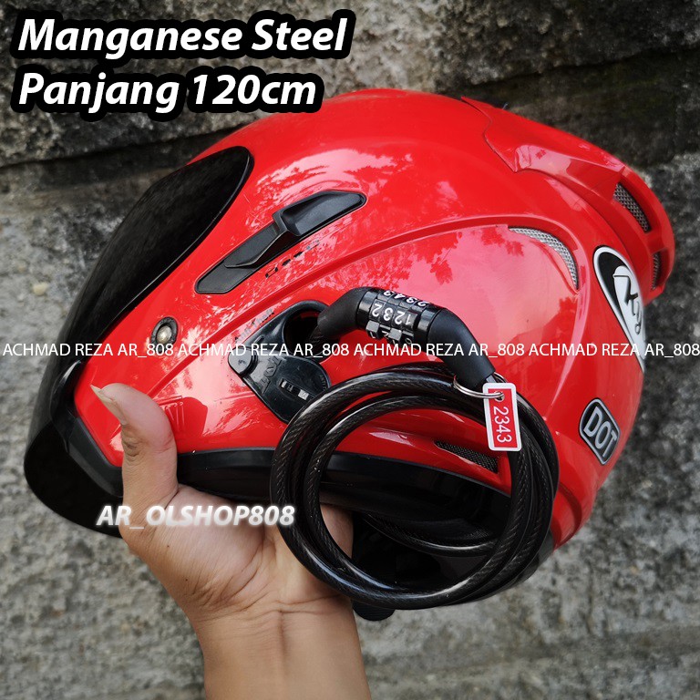 Jual Kunci Gembok Sepeda Spiral Kode Gembok HELM KYT PENGAMAN HELM ...