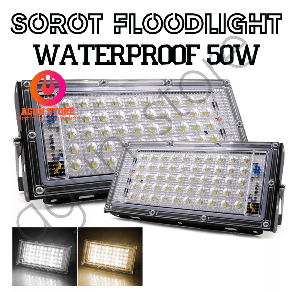 Jual Lampu Sorot Emico 50 watt SNI SMD LED Flood Light Waterproof Model Tipis IP66 Lampu Tembak ...