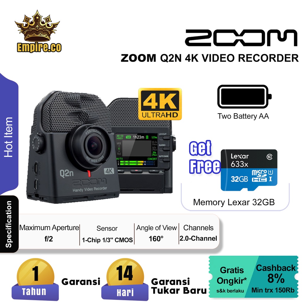 Jual Zoom Q2n 4K Handy Video Recorder The 4K Camera For Musicians | Shopee Indonesia