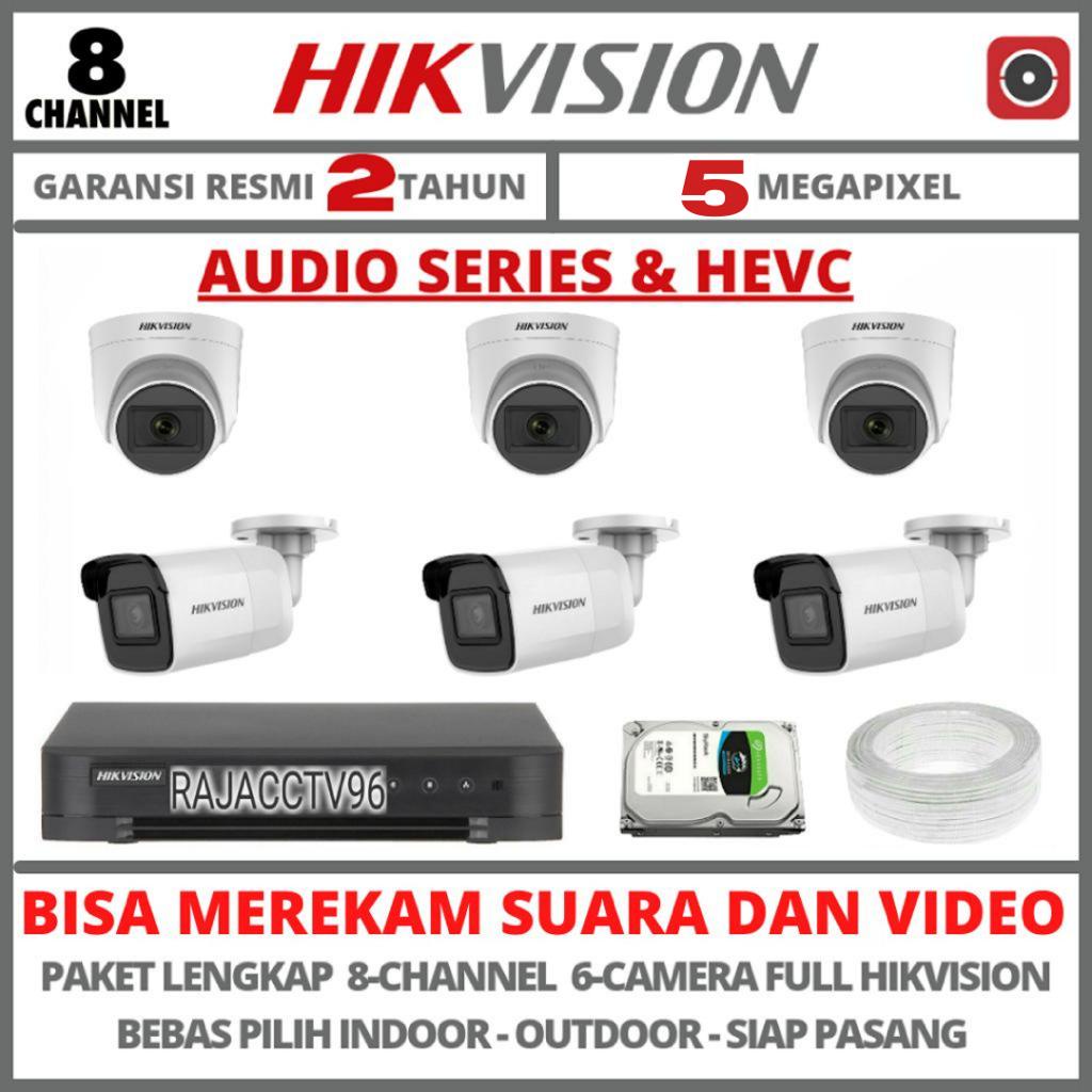 Jual PAKET CCTV HIKVISION 5MP 8 CHANNEL 6 CAMERA TURBO HD KAMERA CCTV AUDIO | Shopee Indonesia