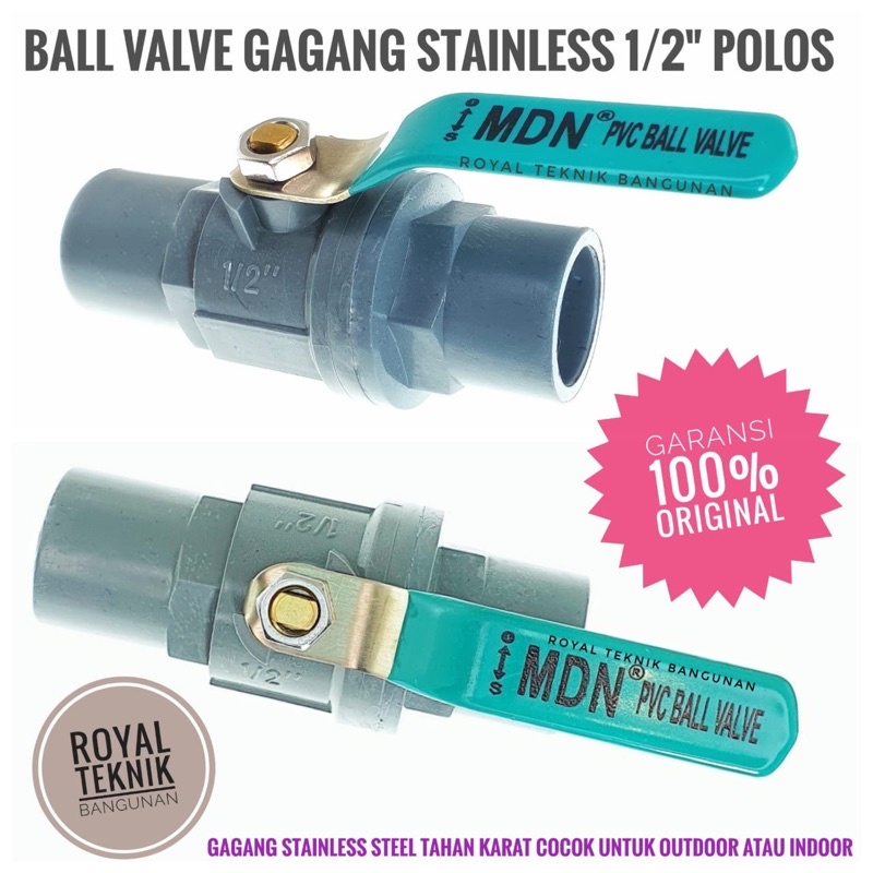 Jual Ball Valve PVC 1/2” inch Gagang Stainless / Stop Kran Air Drat Polos Paralon Keran | Shopee ...