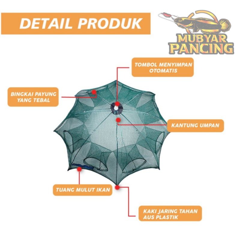 Jual Bubu Payung Jaring Jebakan Perangkap Ikan Udang Kepiting Model Payung 8 Lubang | Shopee ...