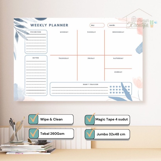 Jual Poster WEEKLY Planner Schedule Board Monthly | Papan Jadwal Tulis ...