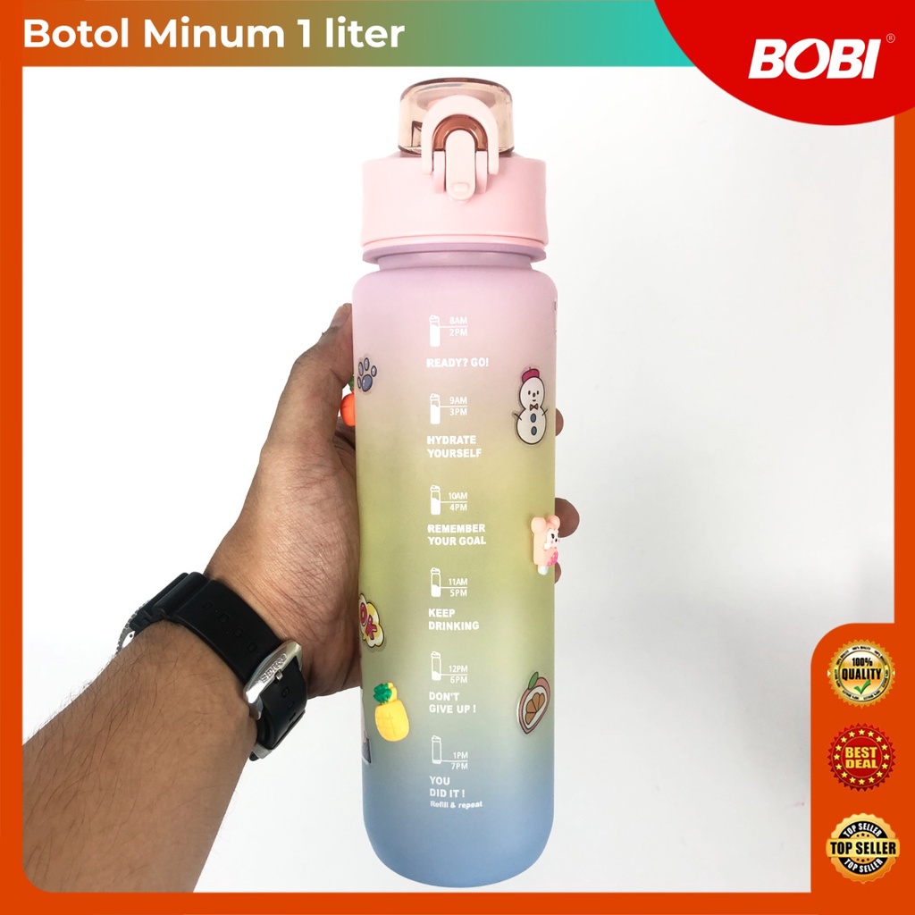Jual Botol Air Minum Motivasi 1 Liter kode 268-1 / Botol Viral 1 Liter ...