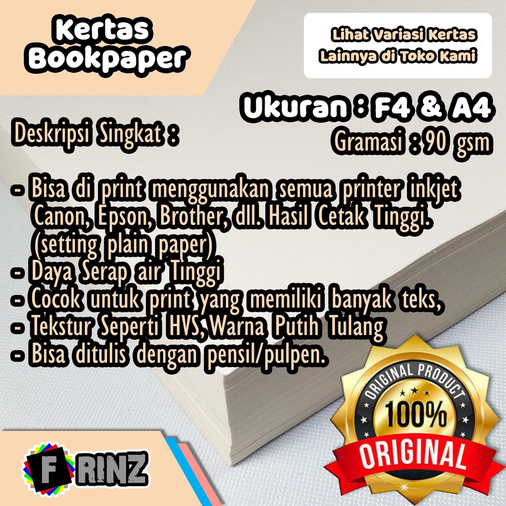 Jual Kertas Book Paper F4 A4 / Paper book / Kertas Novel / Paperbook ...