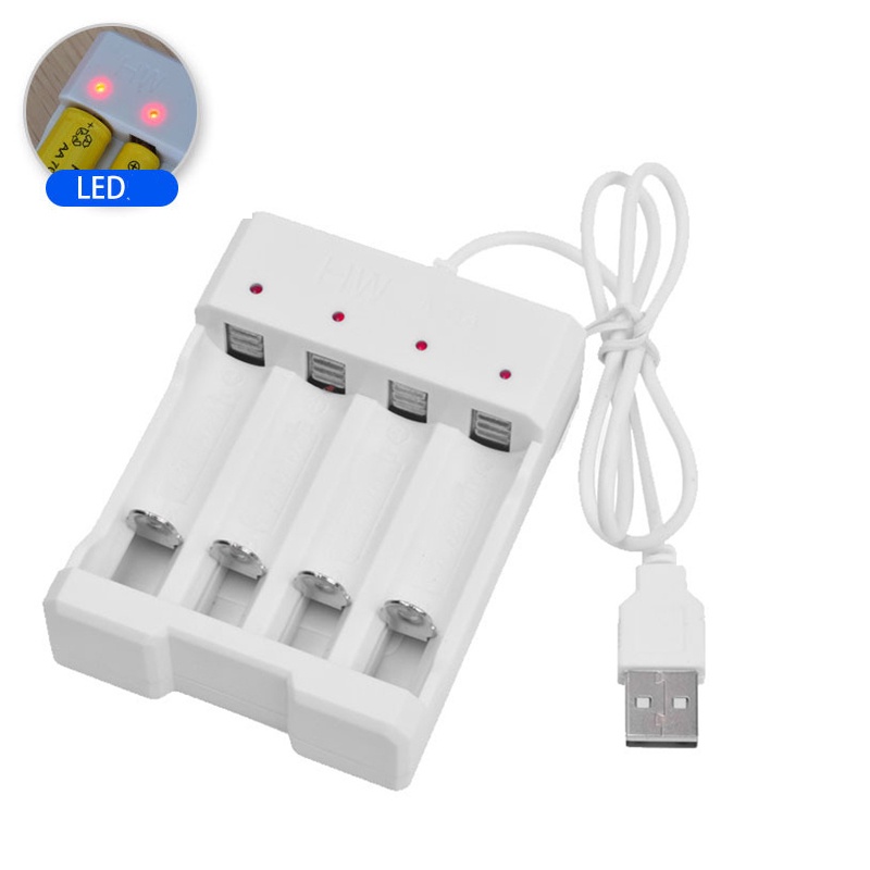 Jual Charger Baterai USB Plug 4 slot for AA/AAA - White | Shopee Indonesia