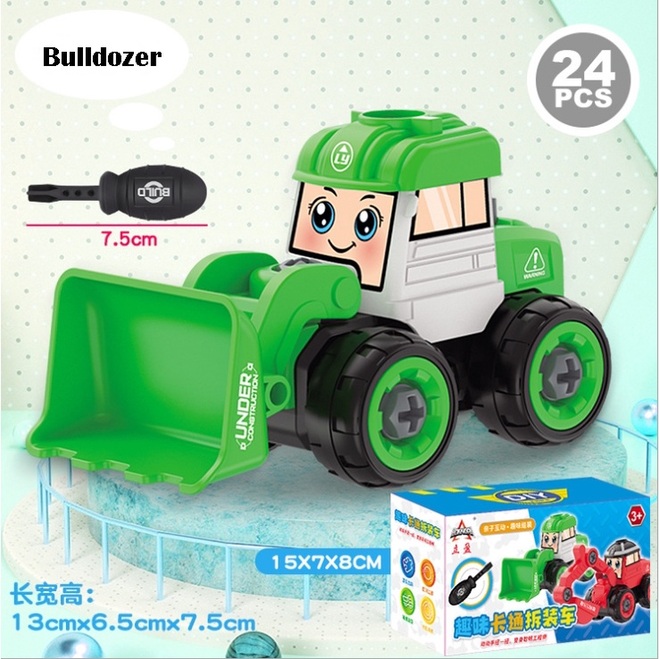 Jual Mainan Anak DIY Mobil Truk Model Kartun Rakit Konstruksi Bongkar ...