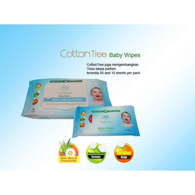 Jual Cotton Tree baby wipes 50 sheets tissue basah | Shopee Indonesia
