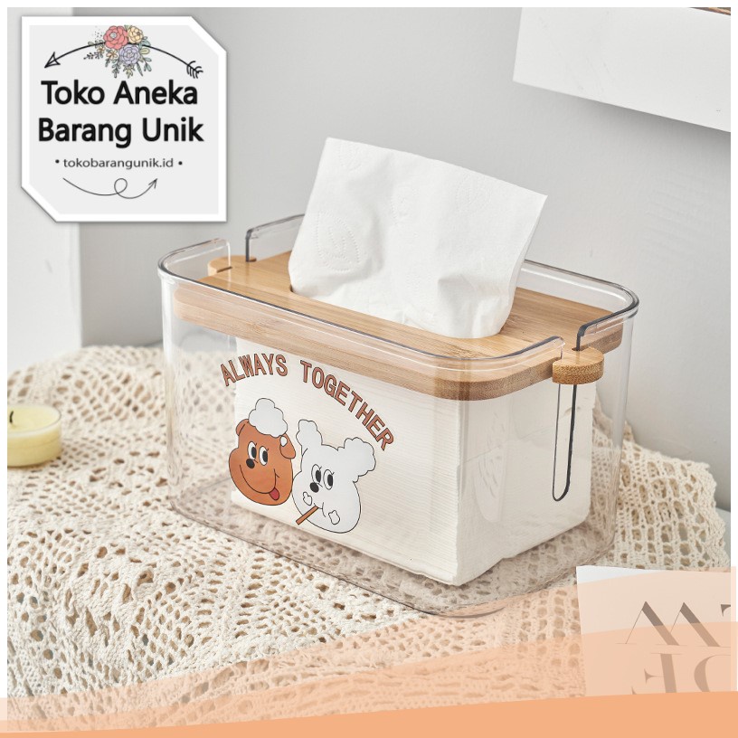 Jual Premium Tissue Box Tempat Tisu Akrilik Transparan Tutup Kayu Bambu ...